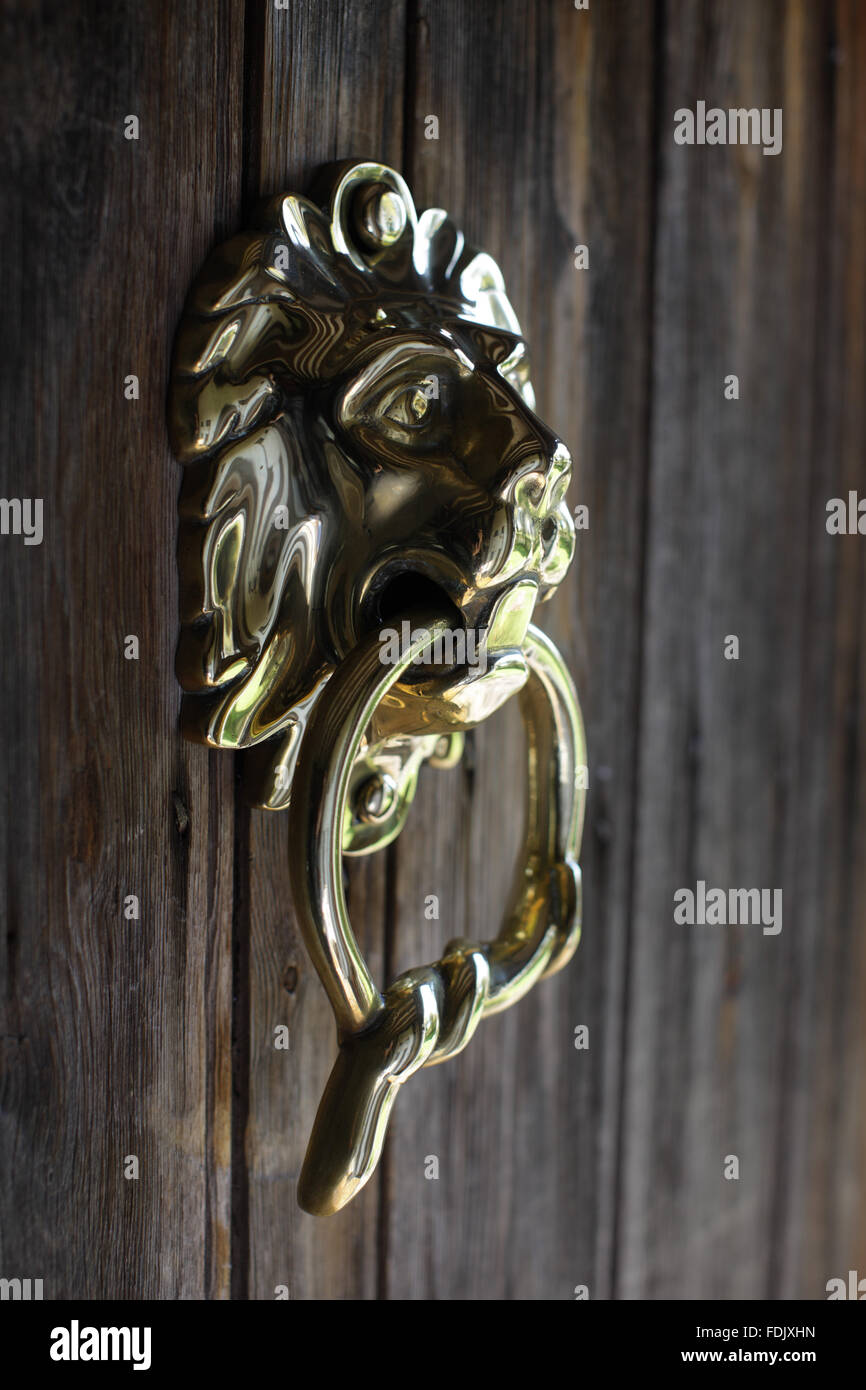 Lion's head door knocker at Smallhythe Place, the home of actor Ellen ...