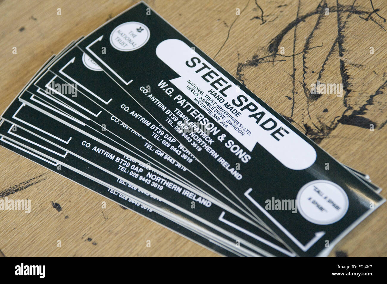 Labels for the steel spades made at Patterson's Spade Mill, Co. Antrim ...