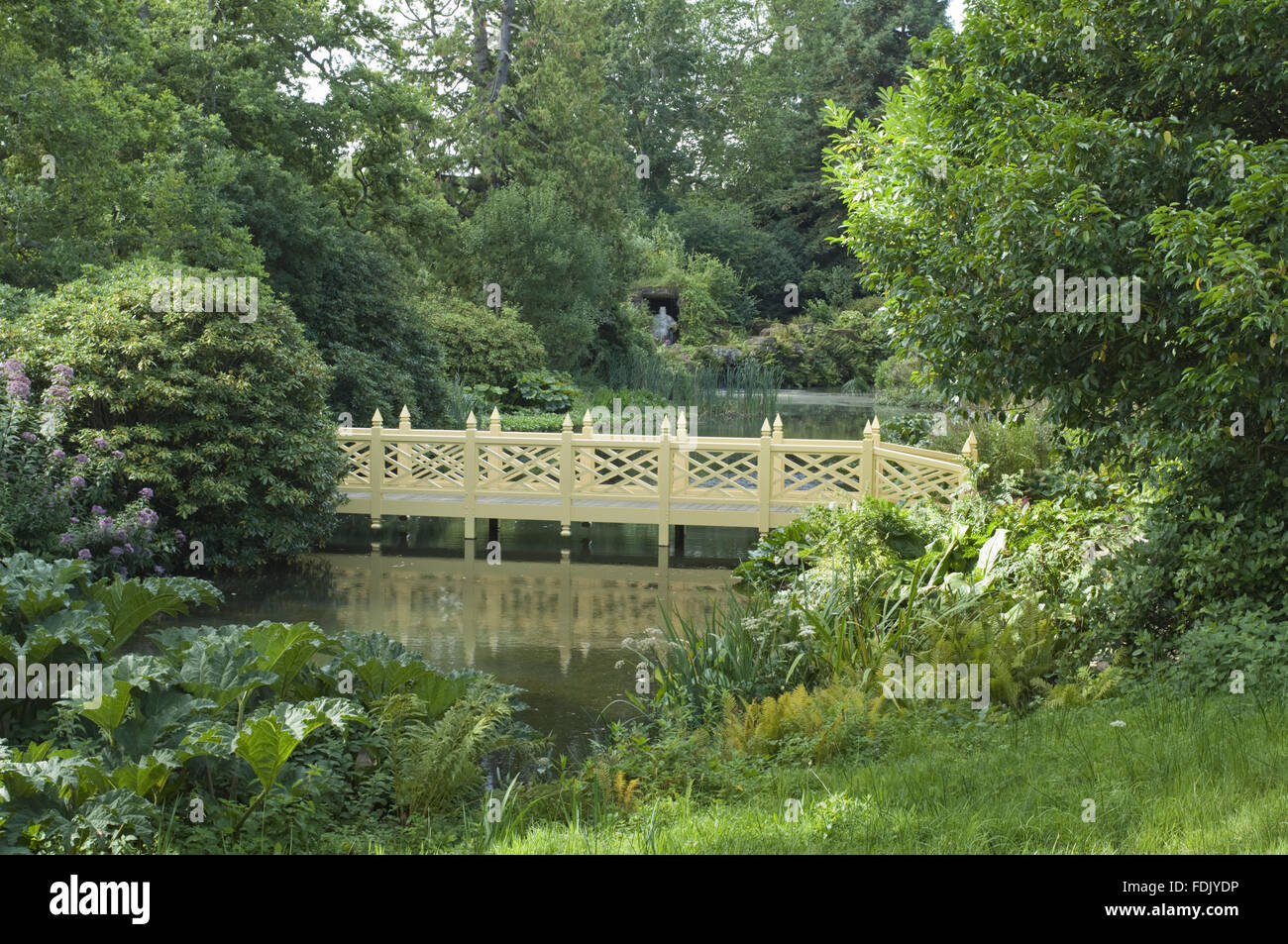 The bridge over the lake, in the garden created by Simon Sainsbury and ...