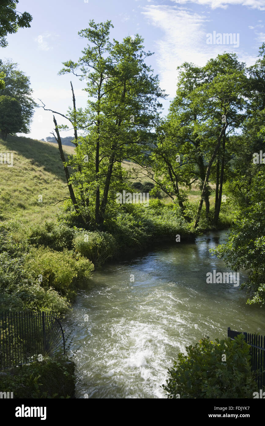 The River Yeo as it runs through the estate at Arlington Court, Devon ...