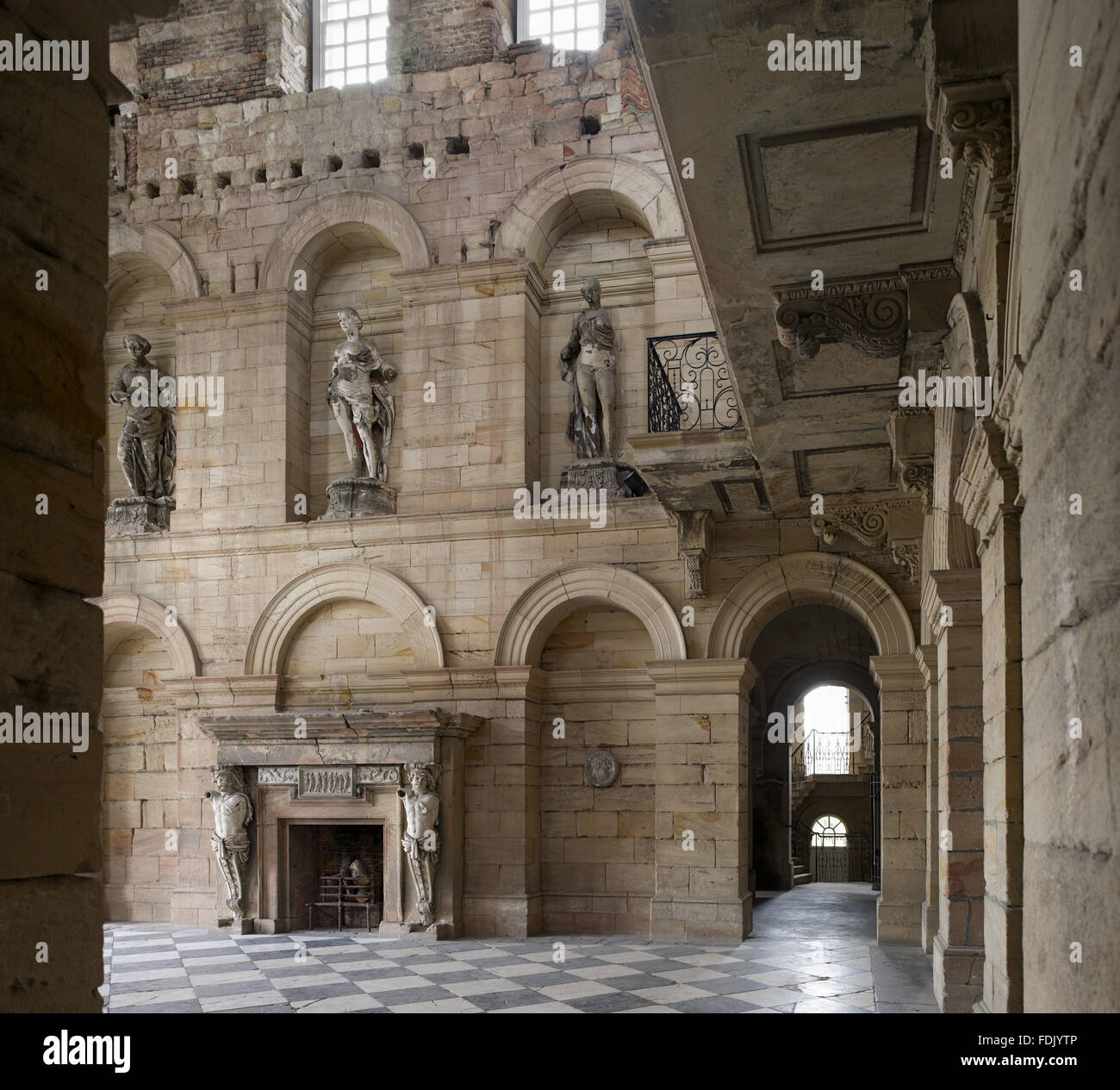 Inside the central block at Seaton Delaval Hall, Northumberland. The ...