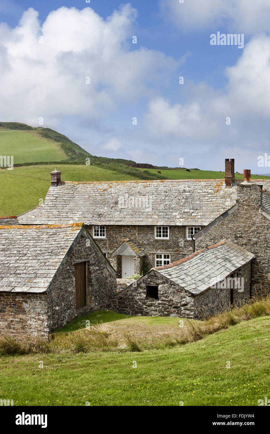 Trevigue Farm, a sixteenth-century farmhouse around a cobbled courtyard ...