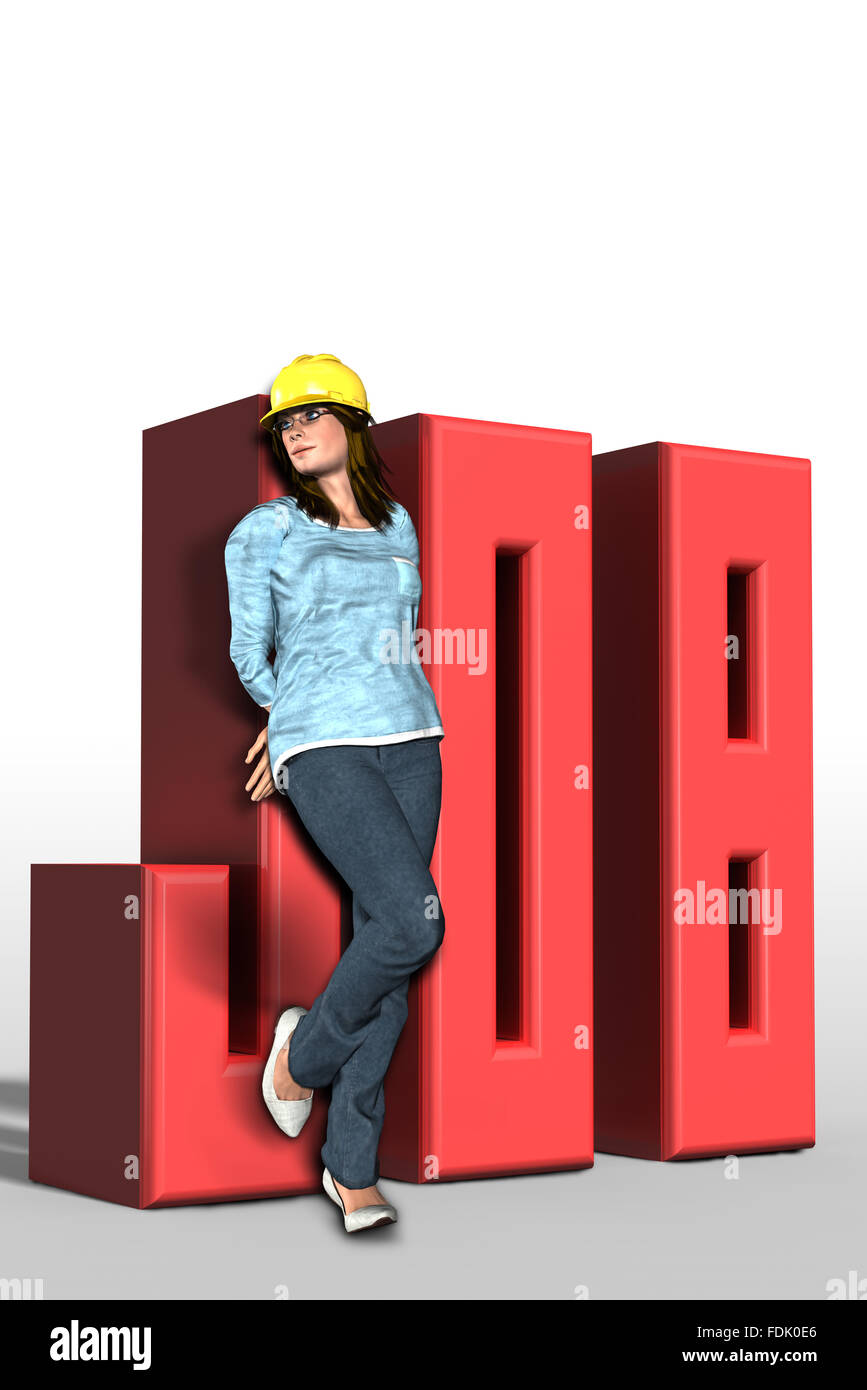 illustration of job in 3D with girl Stock Photo - Alamy