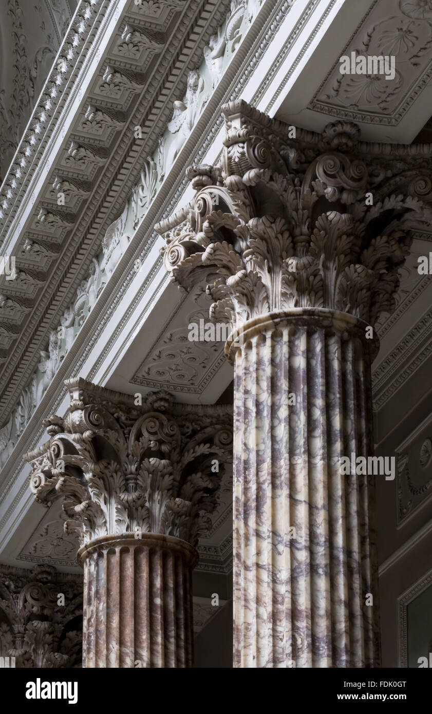 Detail of the Corinthian columns, capitals and frieze in the Marble ...