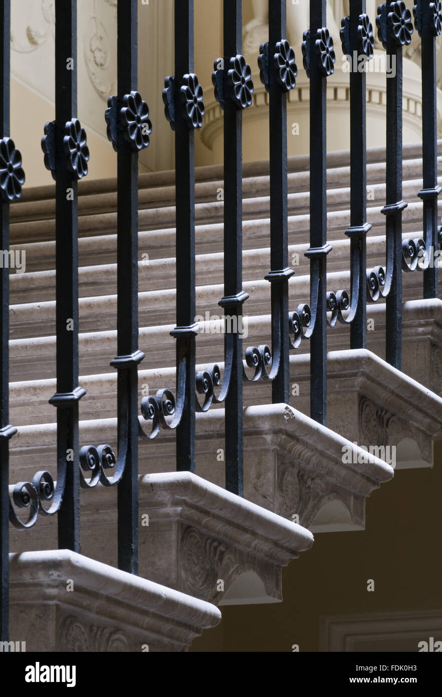 Detail of the cantilevered stairs and banister of the Great Staircase ...