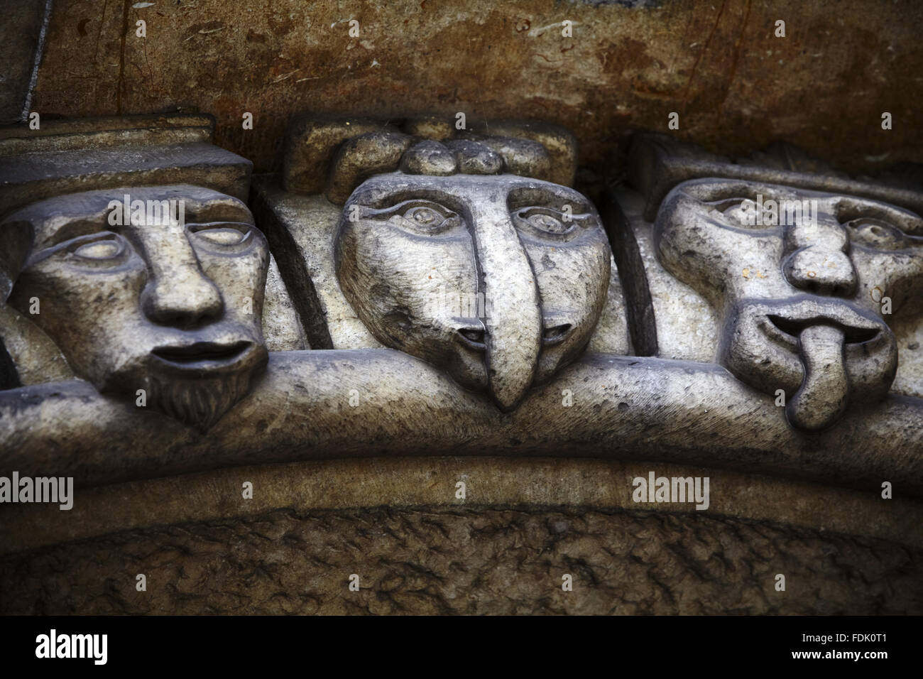 Neo-Norman stonework carving around the door at Penrhyn Castle, Gwynedd ...