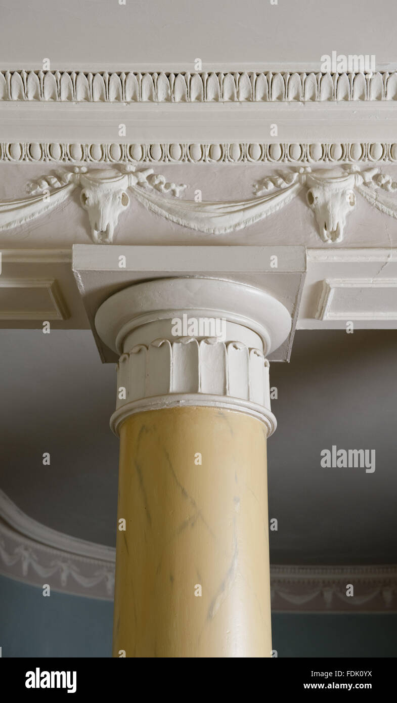 Close view of the frieze and part of the Doric columns in the Entrance ...