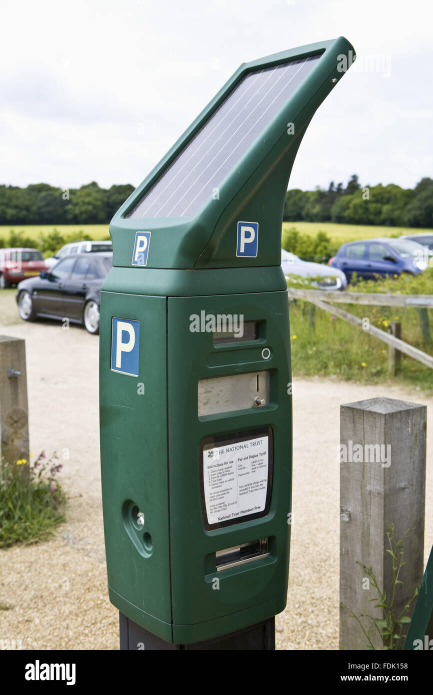 A solar-powered ticket machine in the car park at Sheringham Park ...
