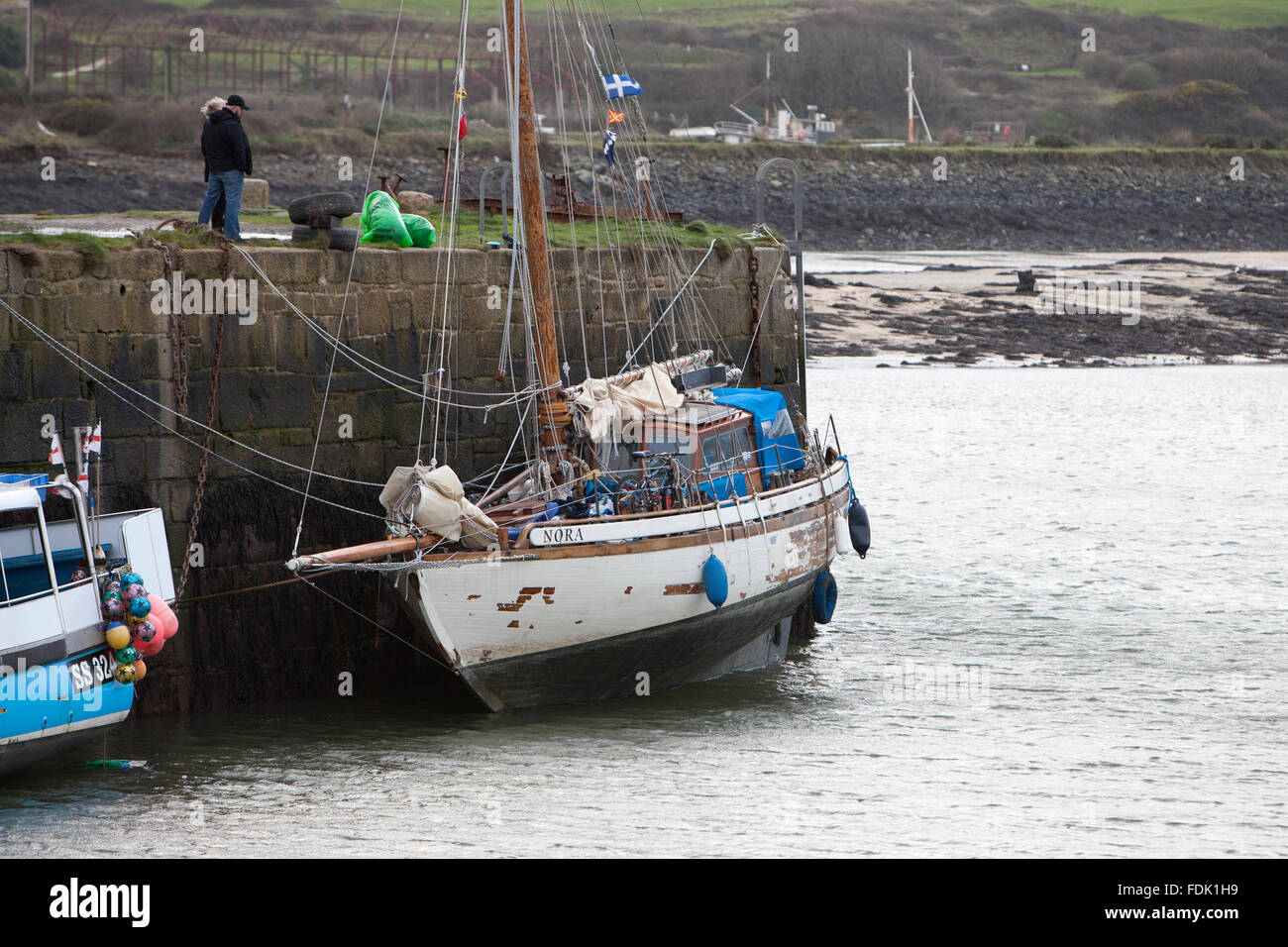 Image shows the yacht nora alongside in hayle harbour hi-res stock ...