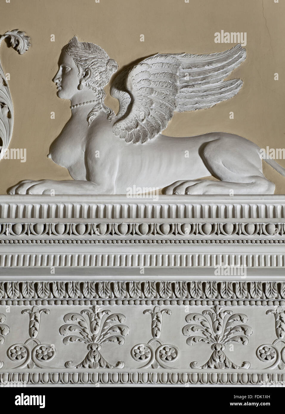 Part of the plasterwork ceiling in the Saloon at Saltram, Devon. Robert ...