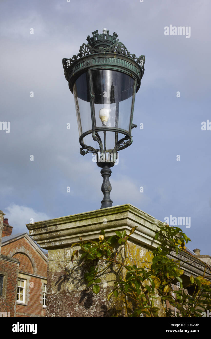 Decorative glass light on the balustrade at Mottisfont, Hampshire Stock ...