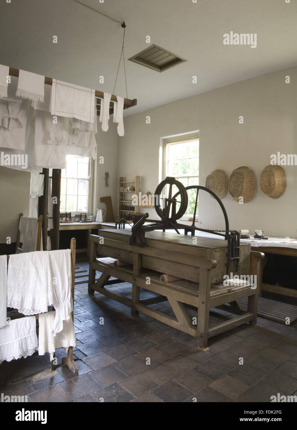 The Dry Laundry, used for drying and ironing, with mangle and drying ...