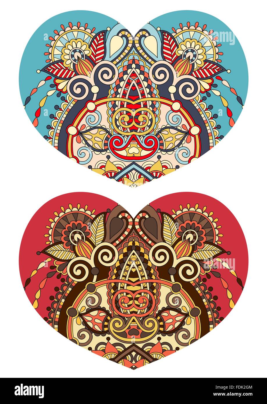 heart shape with ethnic floral paisley design for Valentine day Stock ...