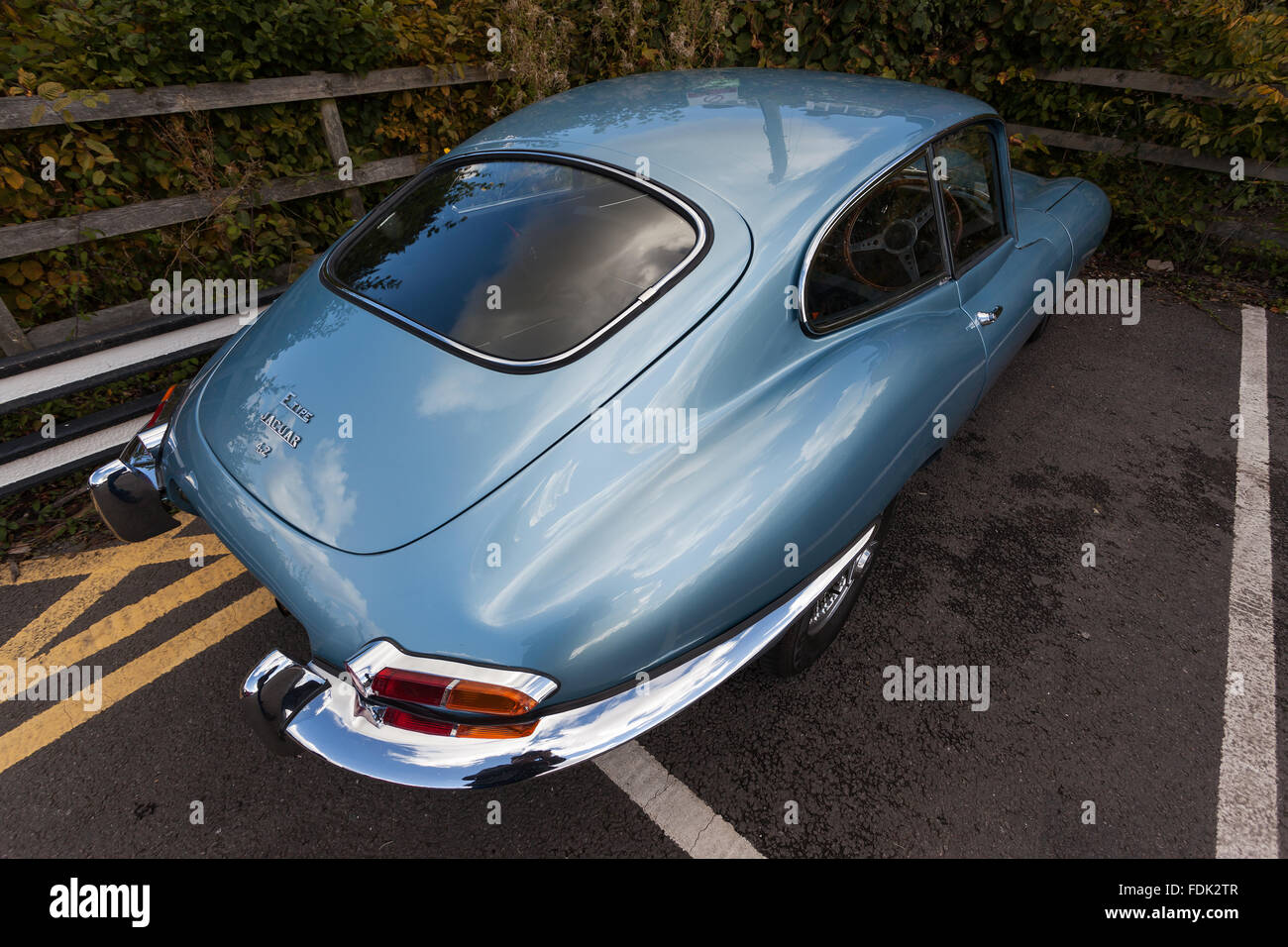 Blue old Jaguar car Stock Photo - Alamy