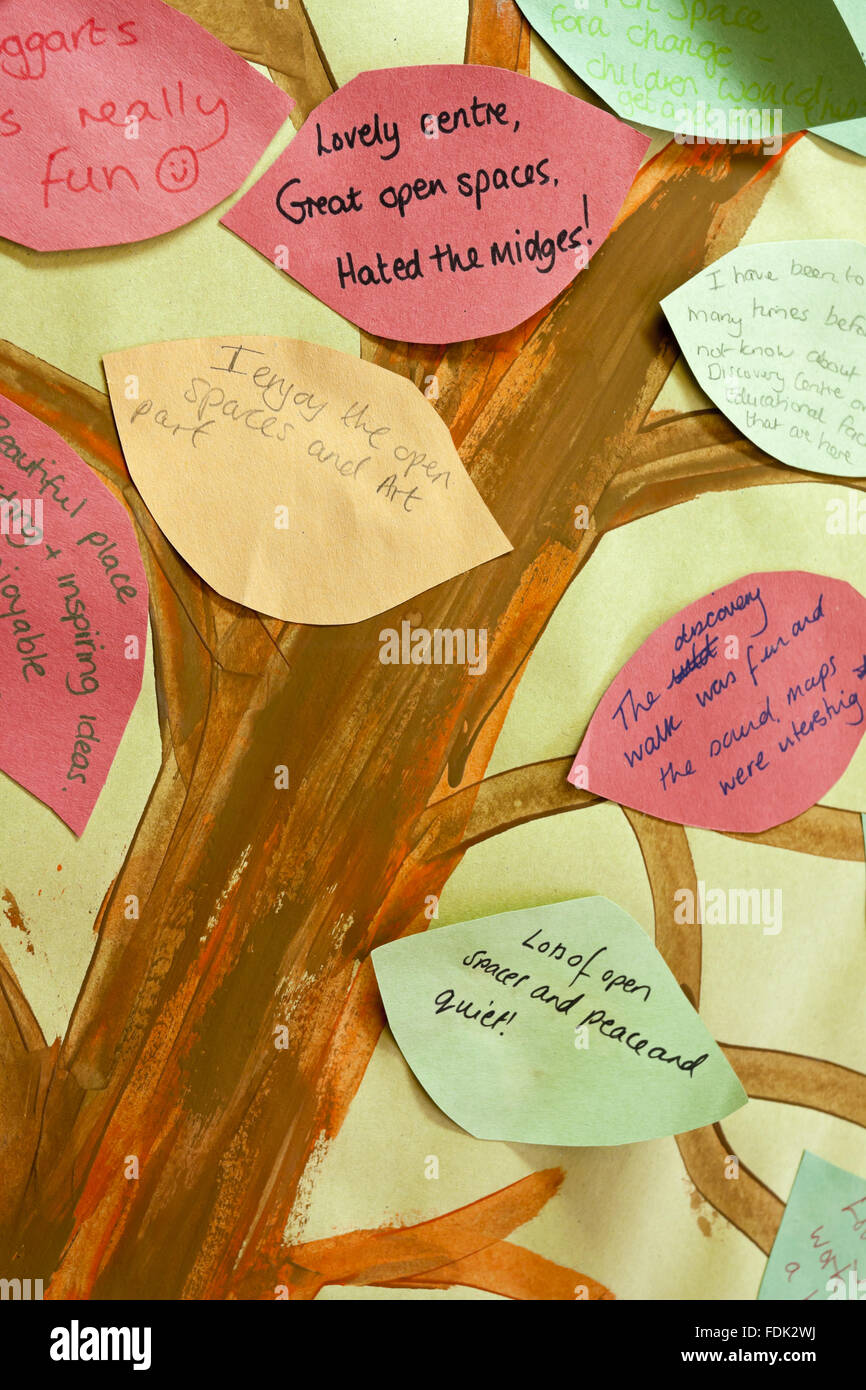 Visitor feedback display in the Moorland Discovery Centre on the ...