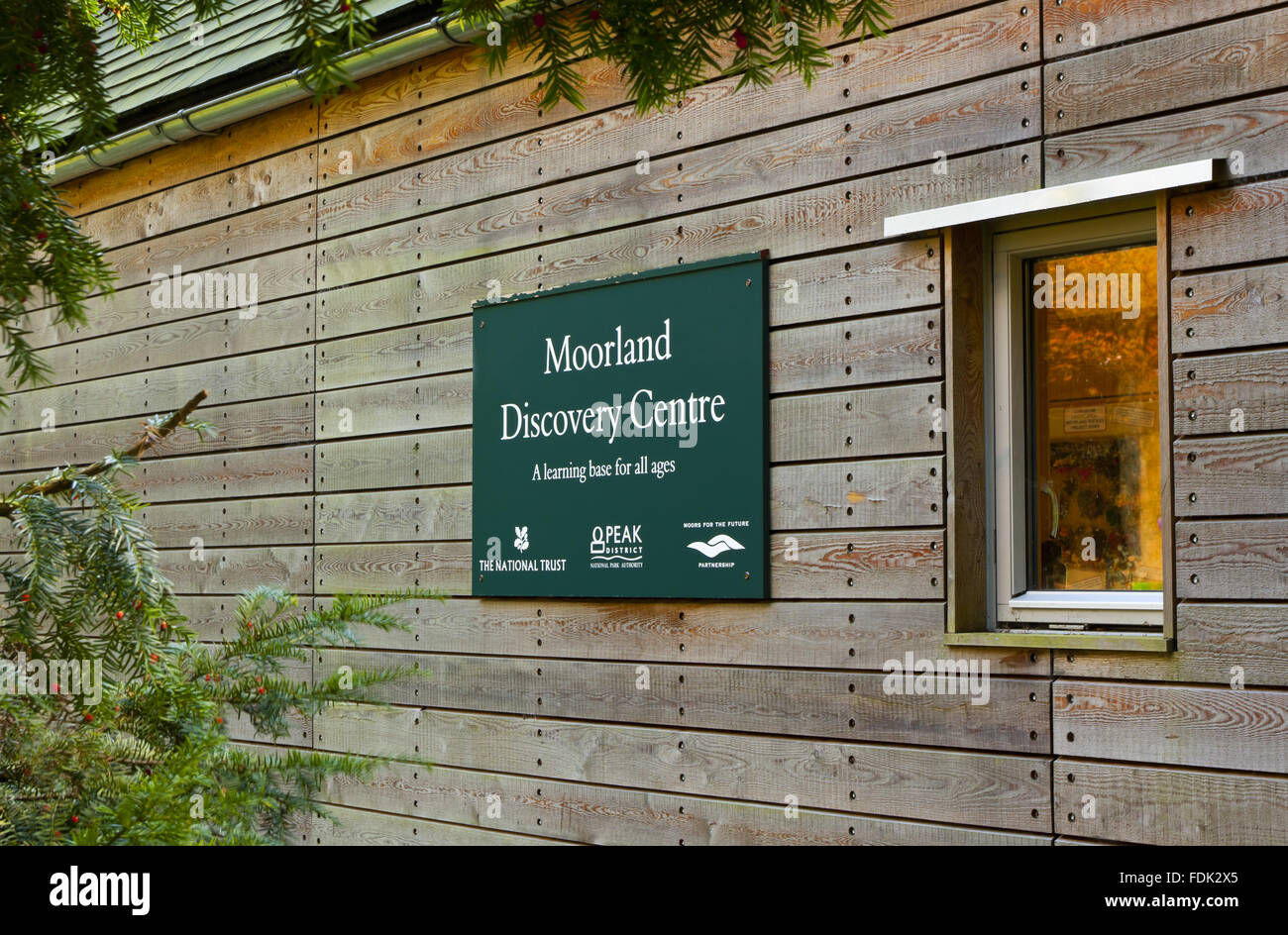 Sign on the Moorland Discovery Centre on the Longshaw Estate ...