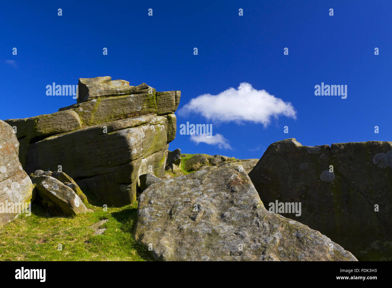 Close view of rock formations on the Longshaw Estate, near Wooden Pole ...
