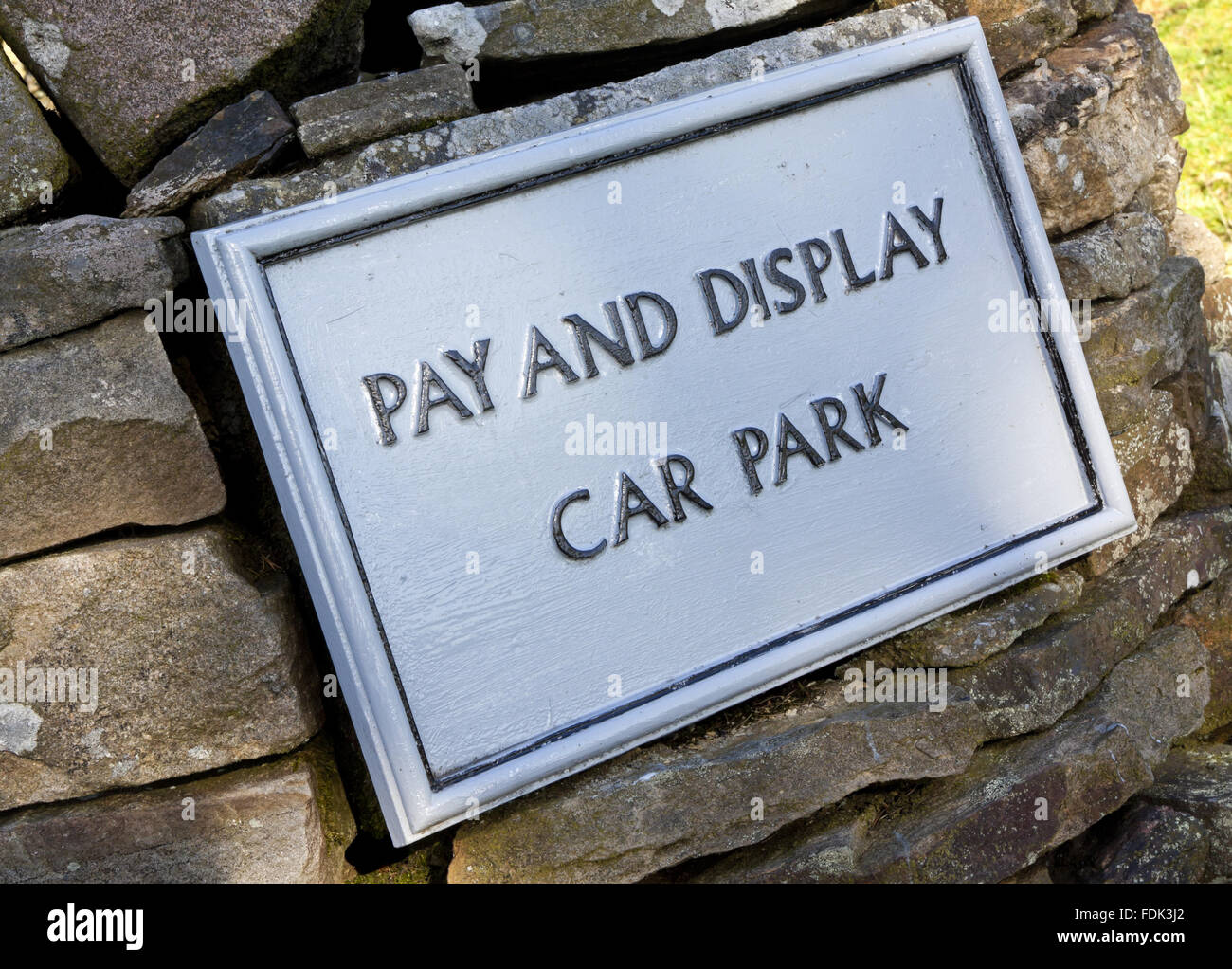 Pay and display car park sign on the Longshaw Estate, Derbyshire Stock ...