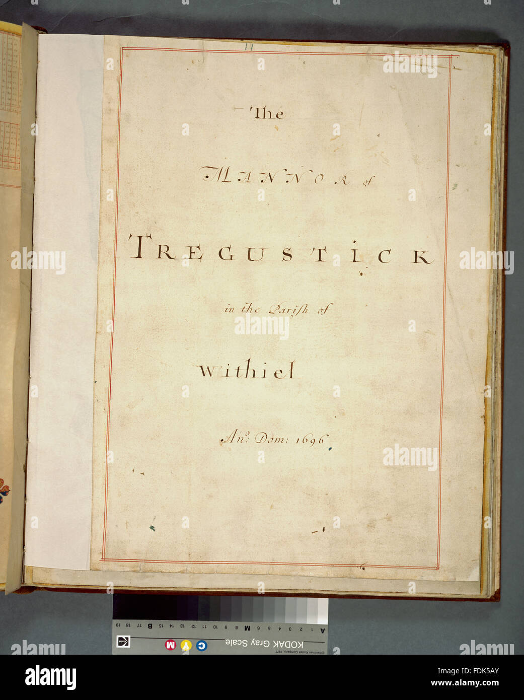 Title Page. The Manor of Tregustick in the Parish of Withiel. Ano Dom ...