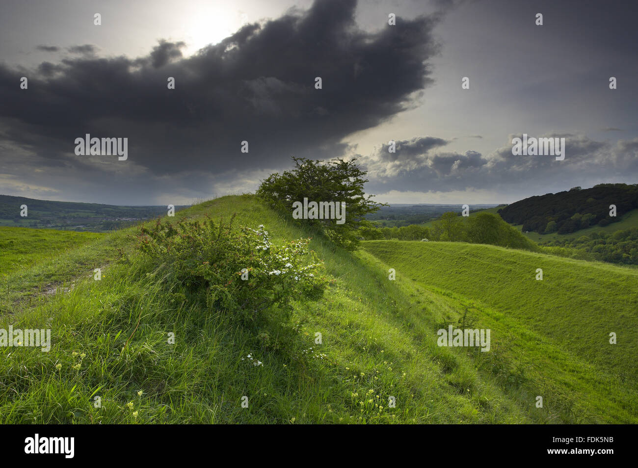 Stormy skies over Blackmore Vale from the Iron-Age hill fort at Hod ...