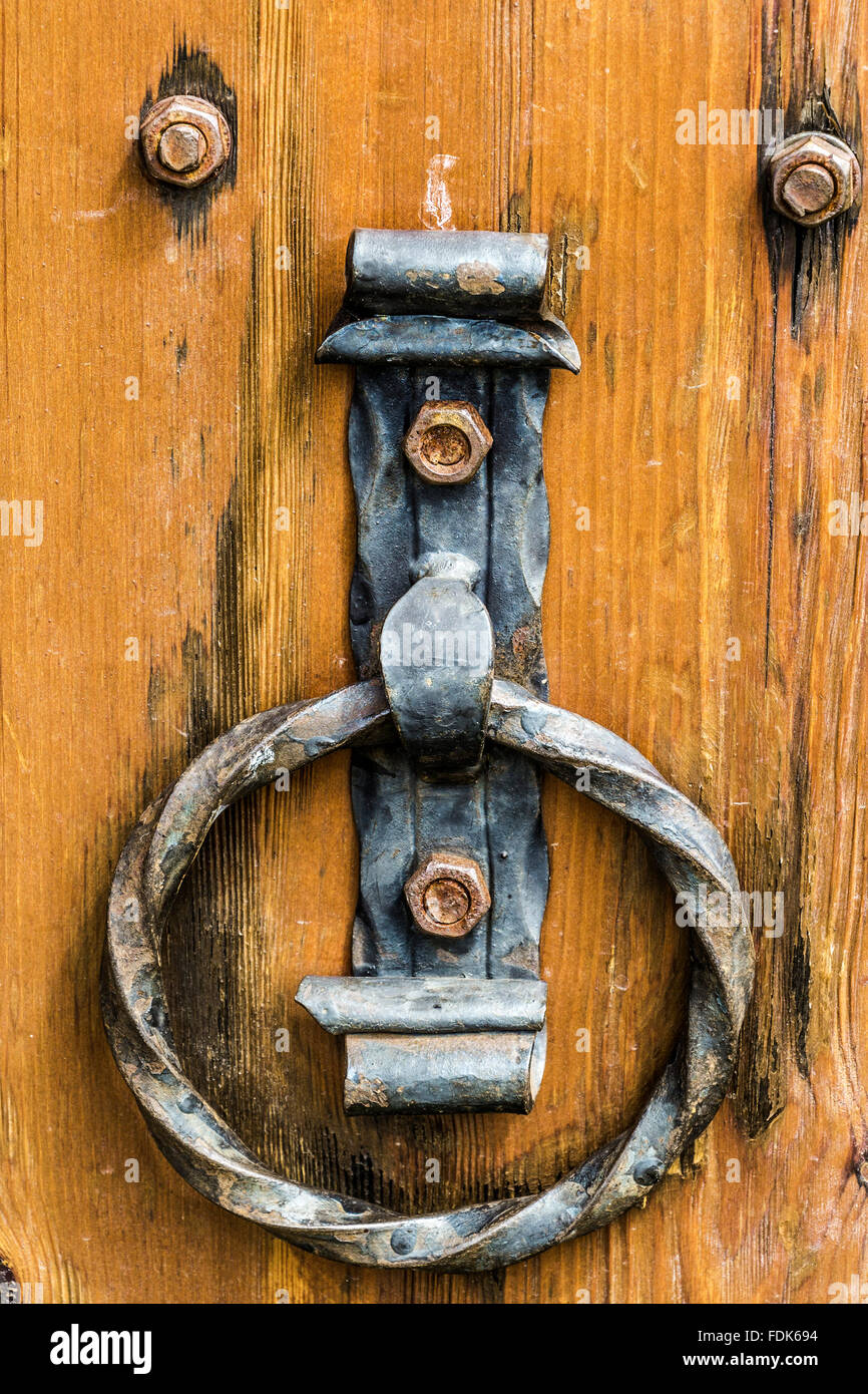 old wooden door handle Stock Photo - Alamy