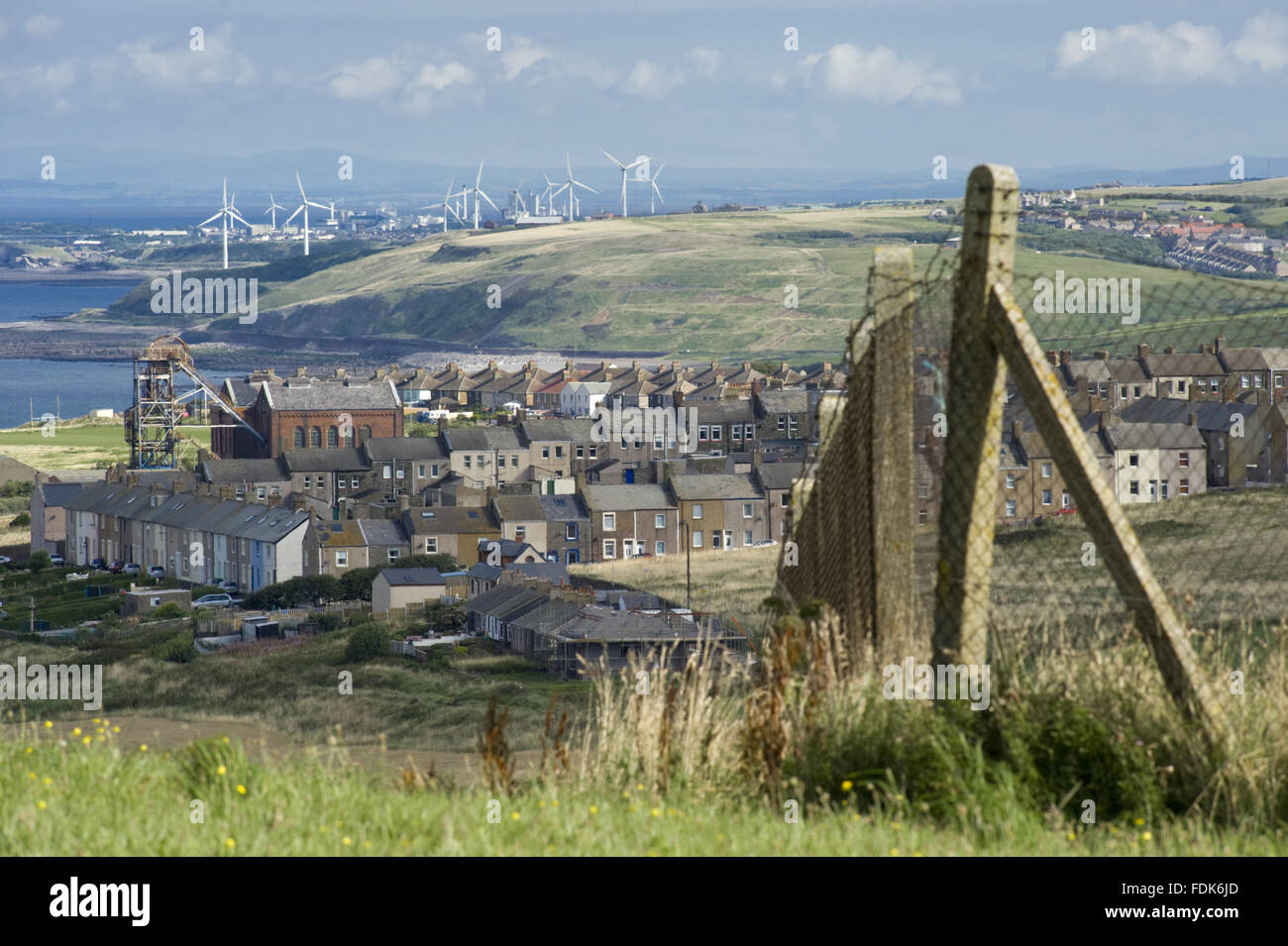 Looking over the town and the wind farm beyond on the Whitehaven Coast ...