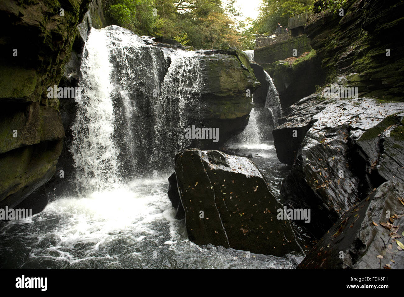 Aberdulais Falls, Neath Port Talbot, Wales. The falls and waters of the ...