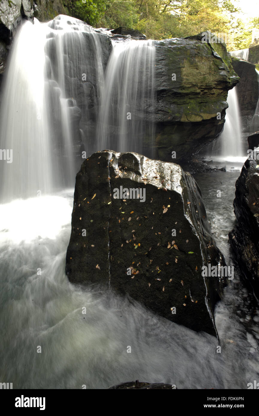 Aberdulais Falls, Neath Port Talbot, Wales. The falls and waters of the ...