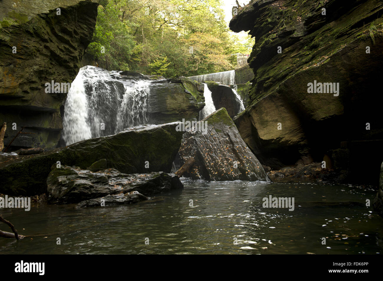 Aberdulais Falls, Neath Port Talbot, Wales. The falls and waters of the ...