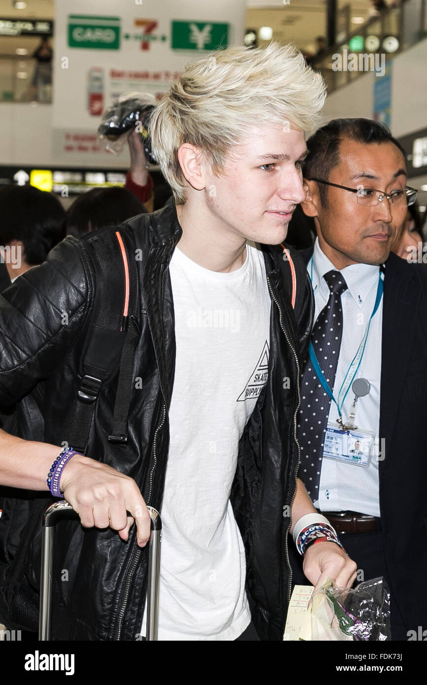 Drew Dirksen of The Tide arrives at Narita International Airport on ...
