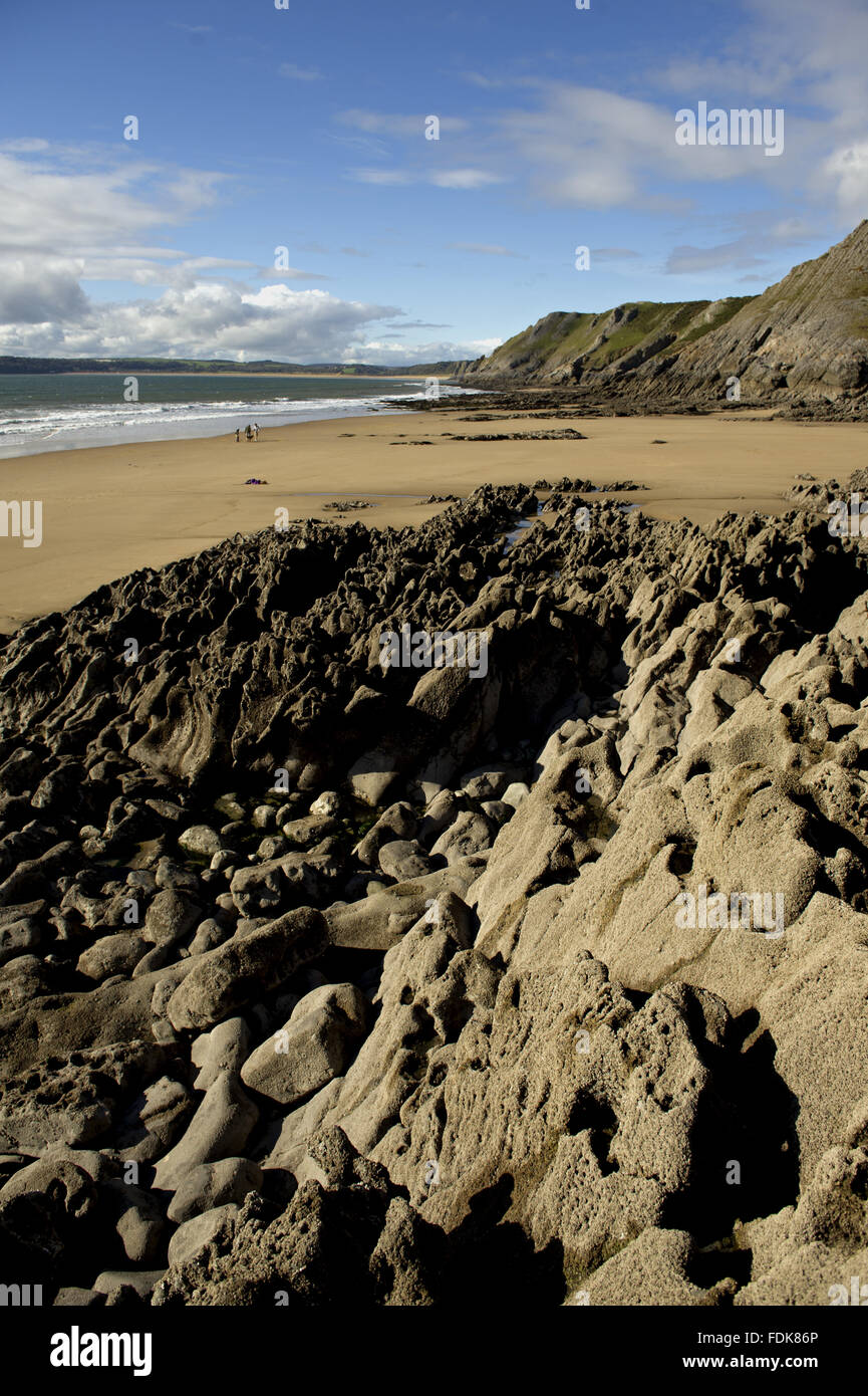 The beach at Pennard, Gower, Wales Stock Photo - Alamy