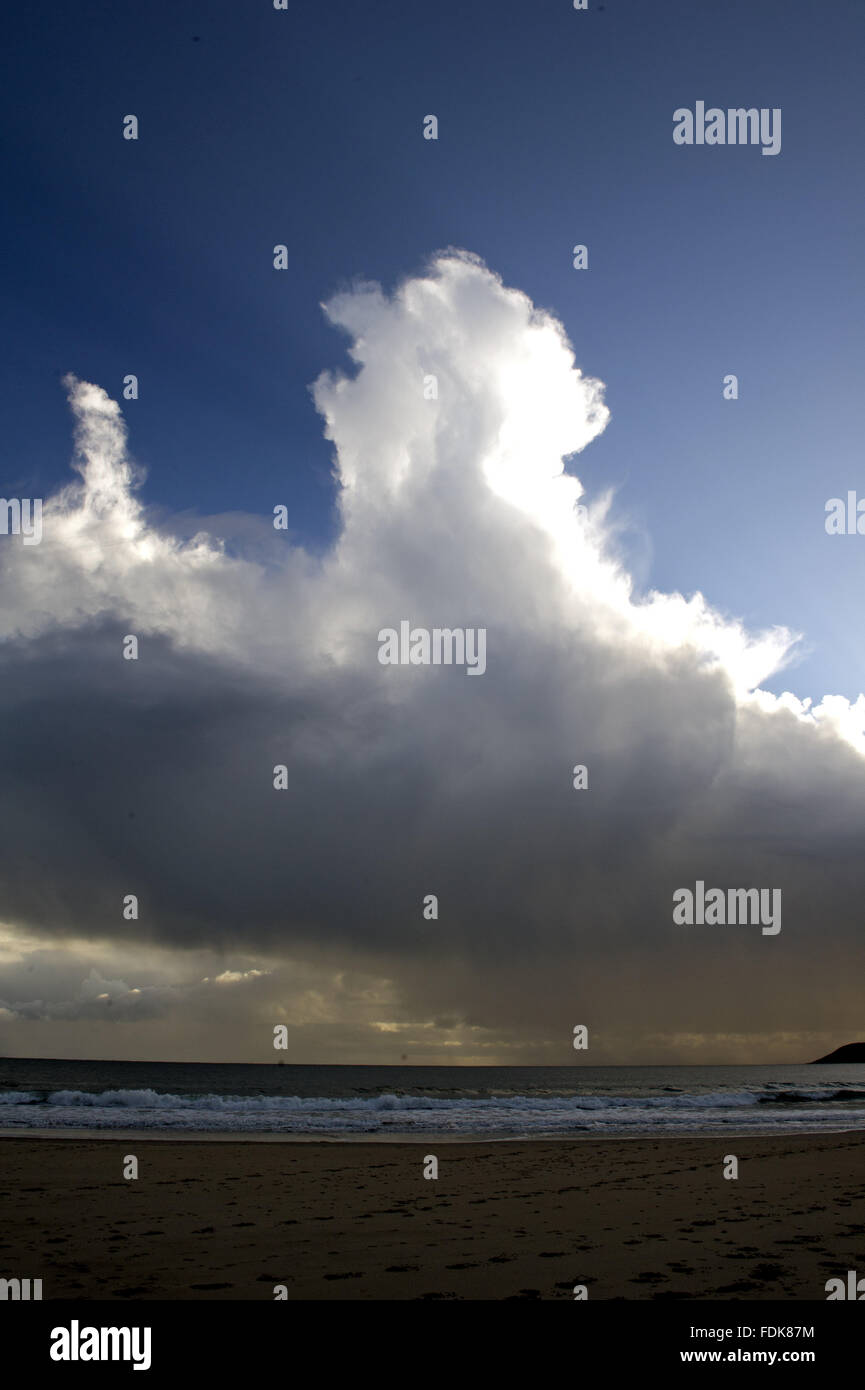 Clouds over the sea off Three Cliffs Bay, Gower, Wales Stock Photo - Alamy