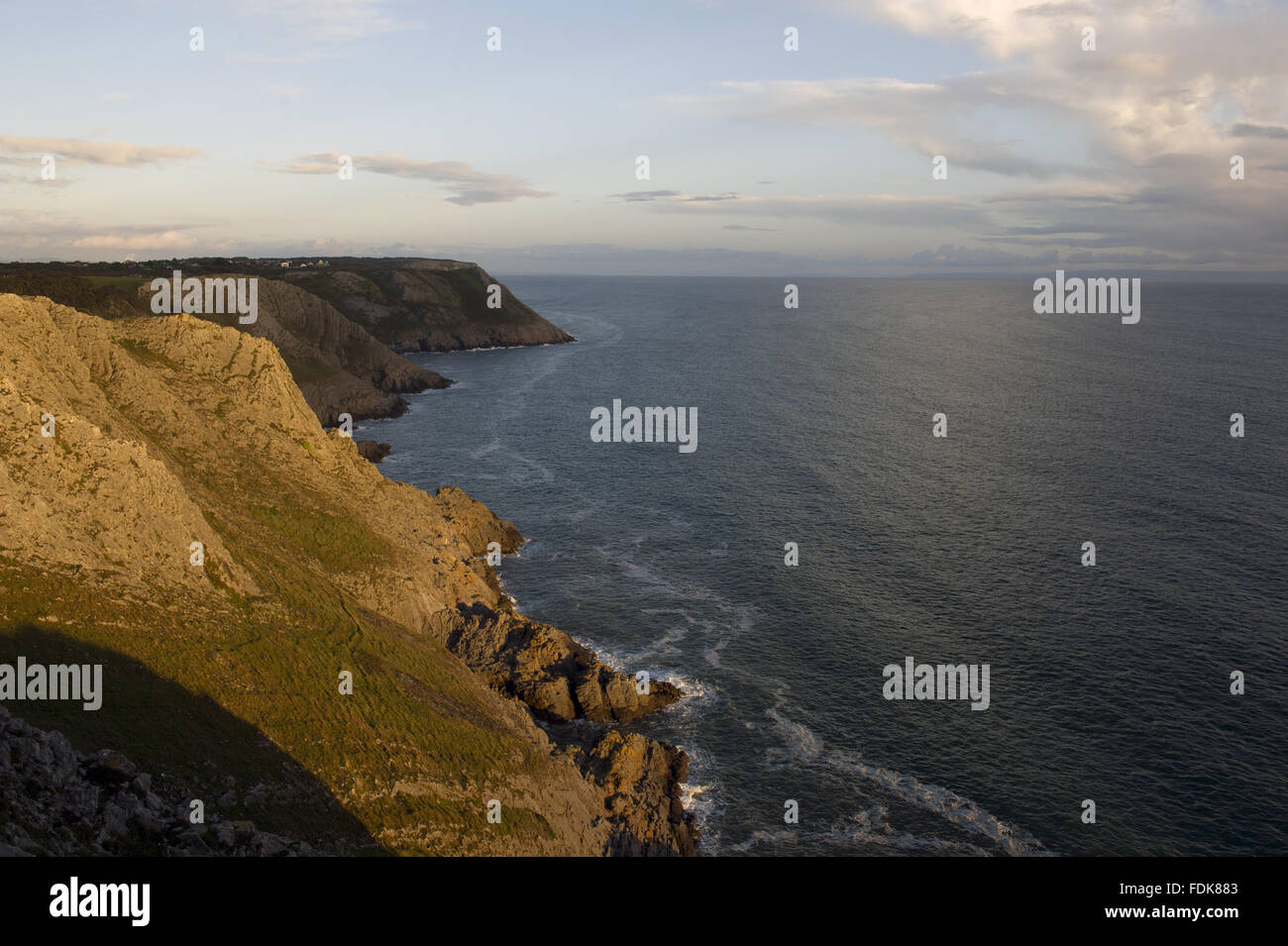 View east along Pennard Cliffs, Gower, Wales Stock Photo - Alamy