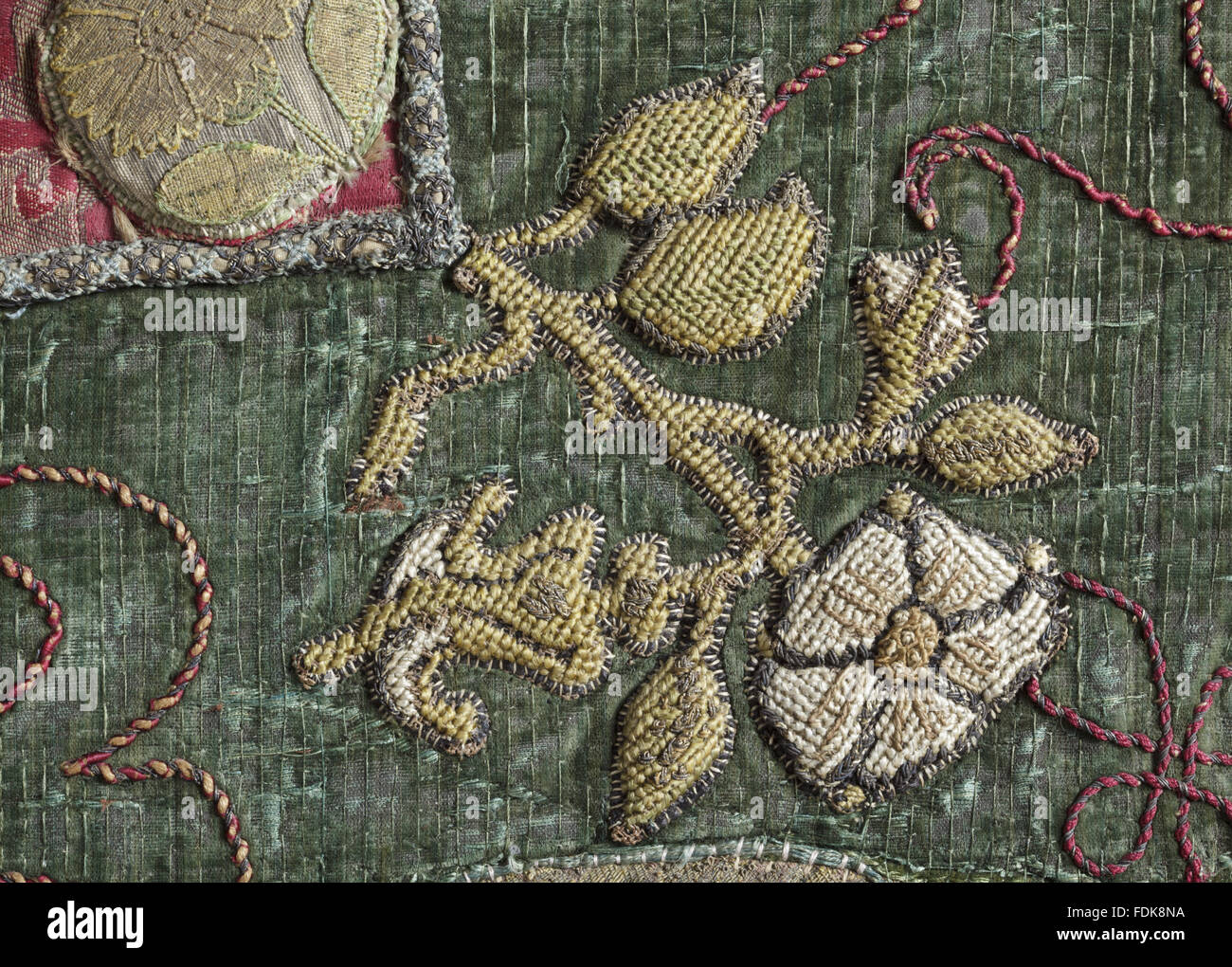Close view of part of the Marian hangings at Oxburgh Hall, Norfolk. The ...