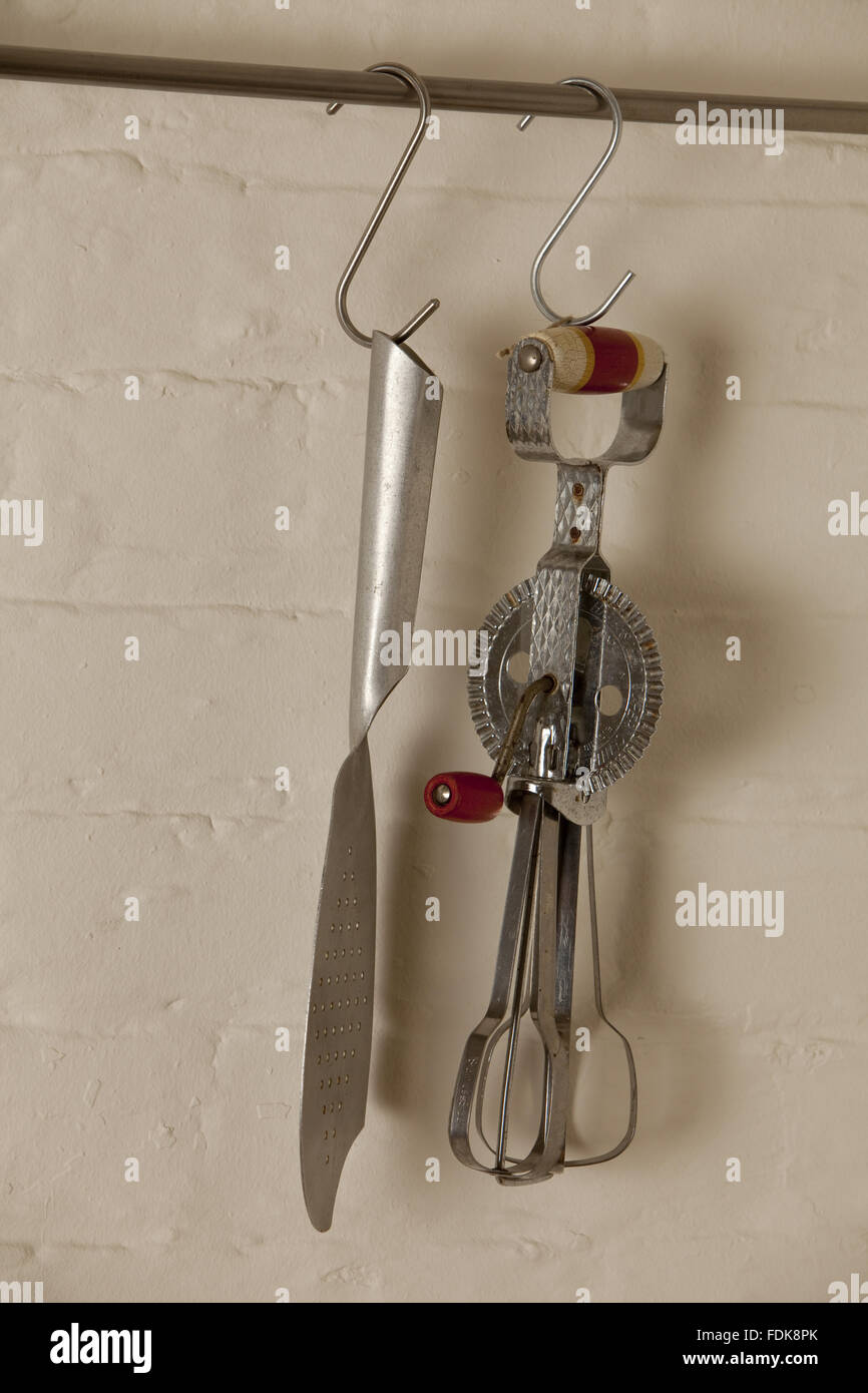 Old kitchen utensils used as display at Polesden Lacey restaurant ...