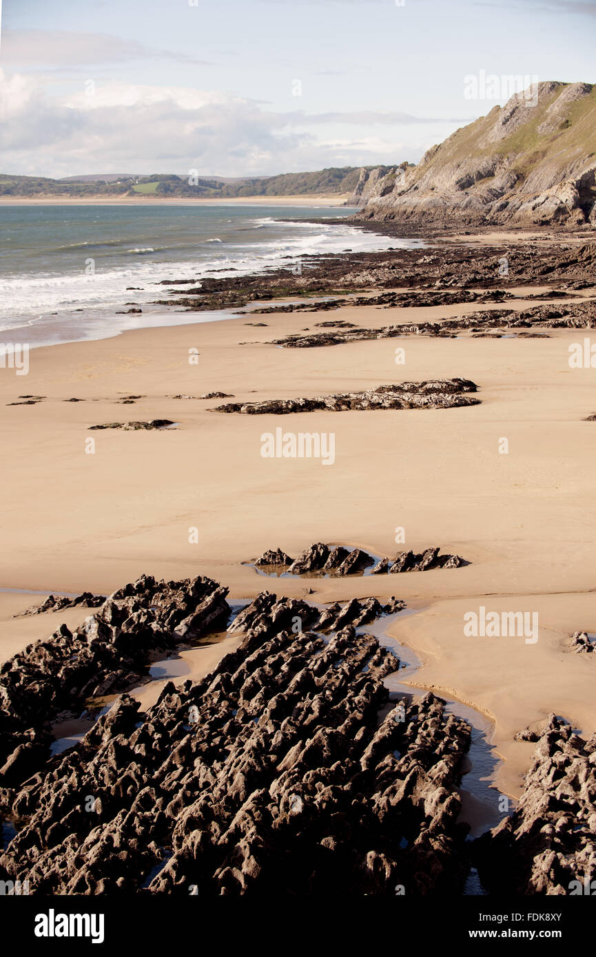 The beach at Pennard, Gower, Wales Stock Photo - Alamy