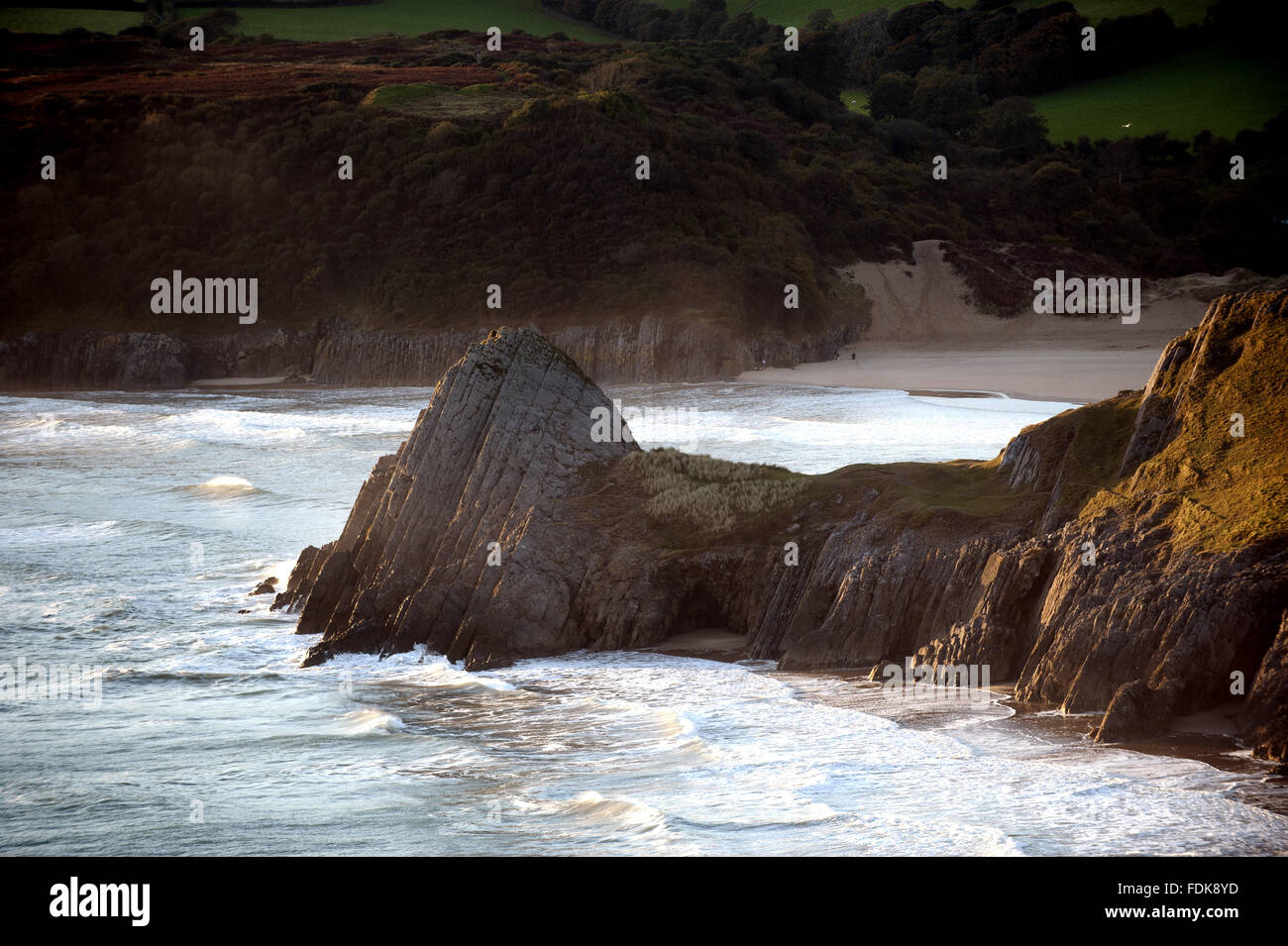 View towards Three Cliffs Bay, Pennard, Gower, Wales Stock Photo - Alamy