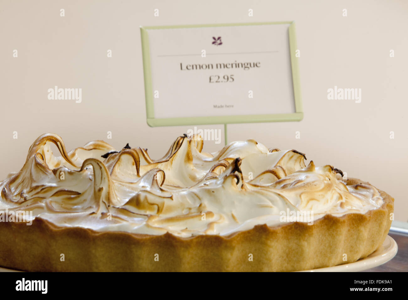 A lemon meringue pie on display at Polesden Lacey restaurant, Surrey ...
