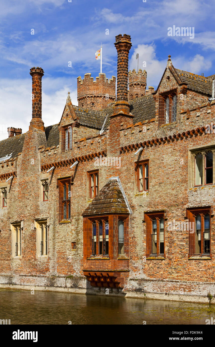 Detail of brickwork and chimneys on the west range at Oxburgh Hall ...