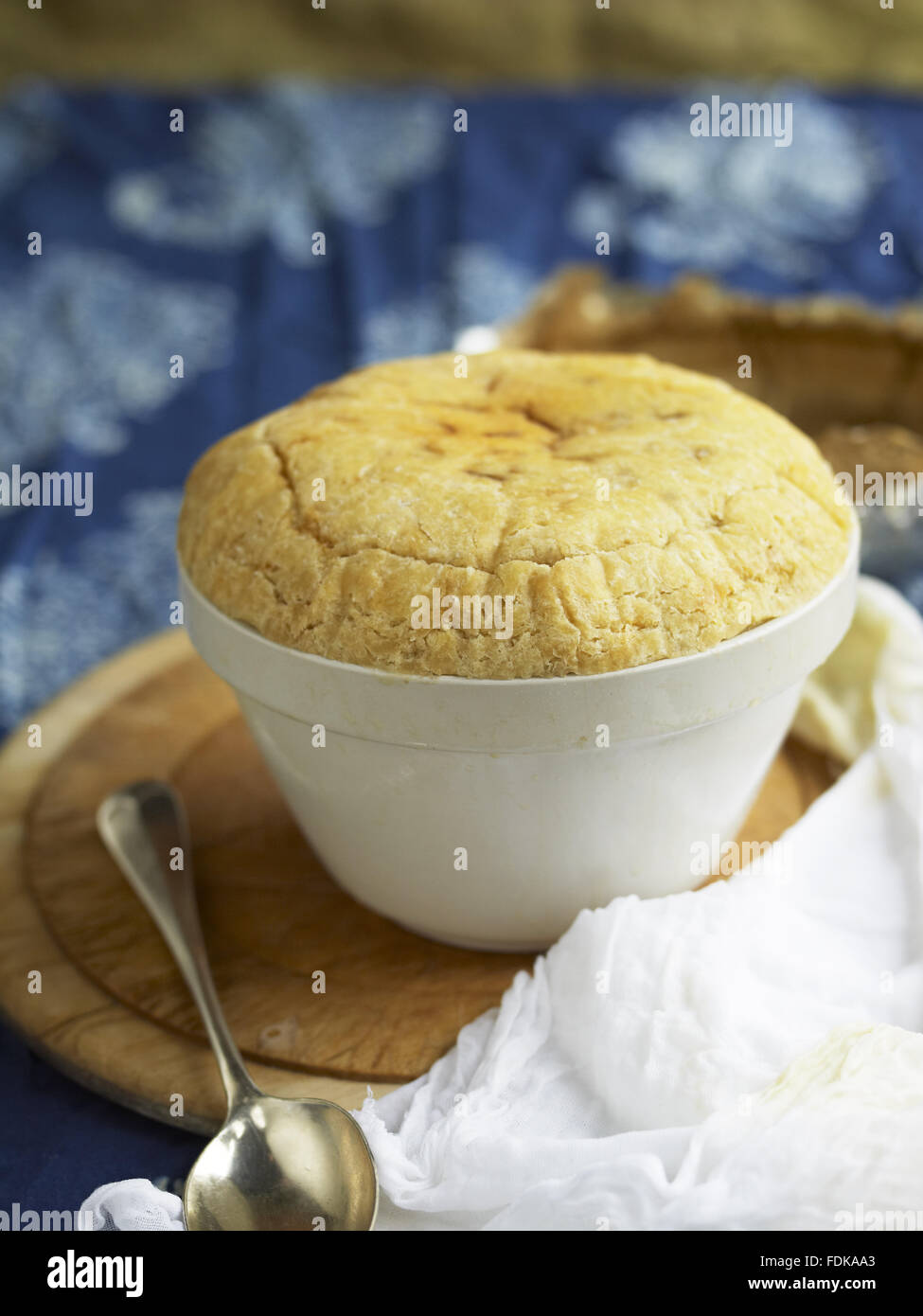 Beef pudding cooked in a muslin and basin, one of the traditional ...
