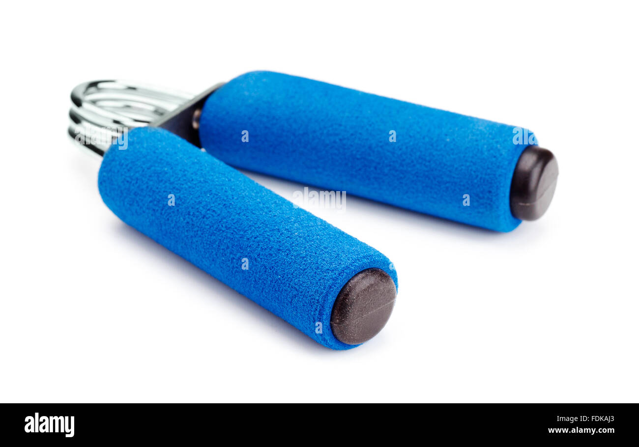 Blue hand gripper on a white background Stock Photo - Alamy