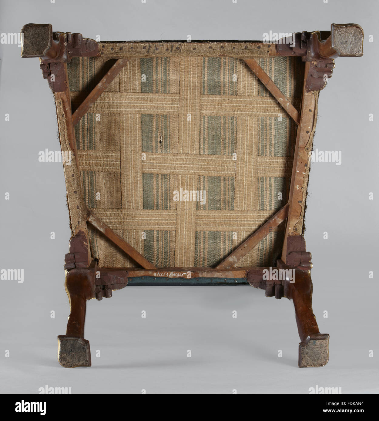 Underside of a chair at Montacute House, Somerset. The chair is part of ...
