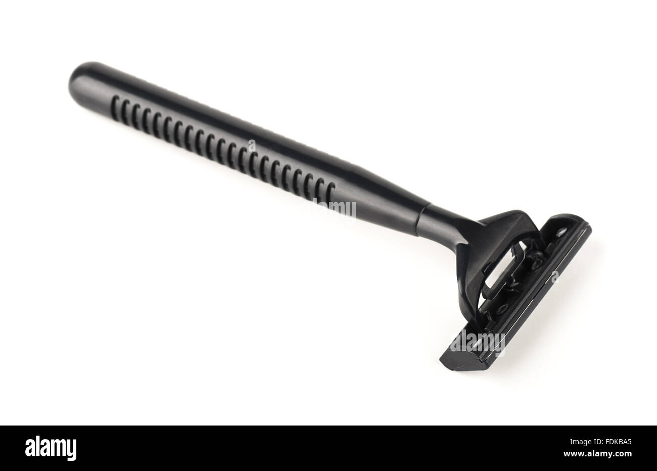 Black razor on a white background Stock Photo - Alamy