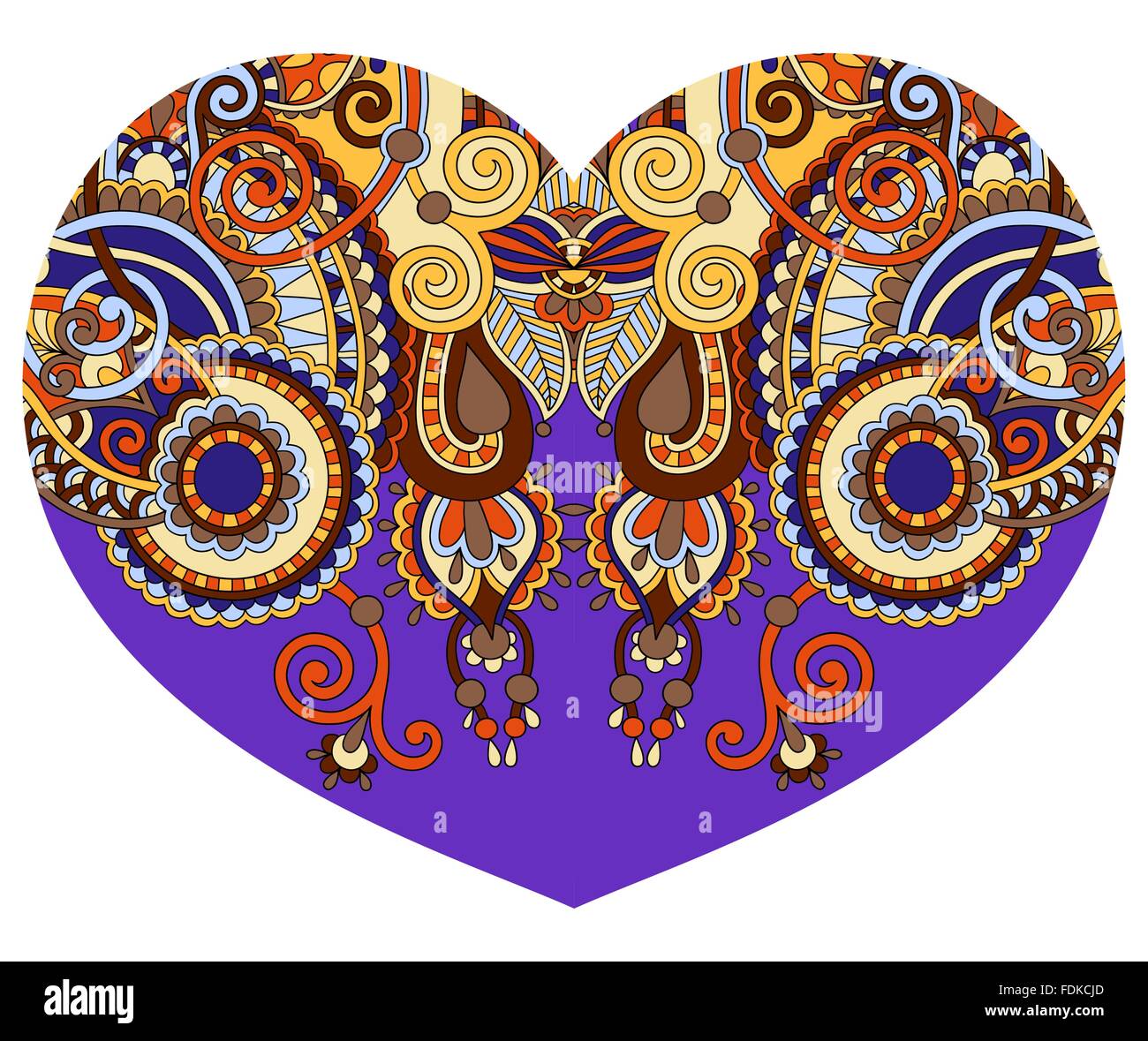 lace heart shape with ethnic floral paisley design for Valentine Stock ...
