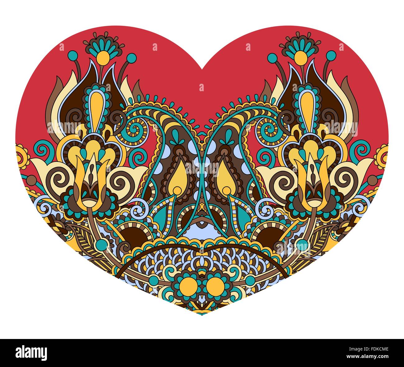 lace heart shape with ethnic floral paisley design for Valentine Stock ...