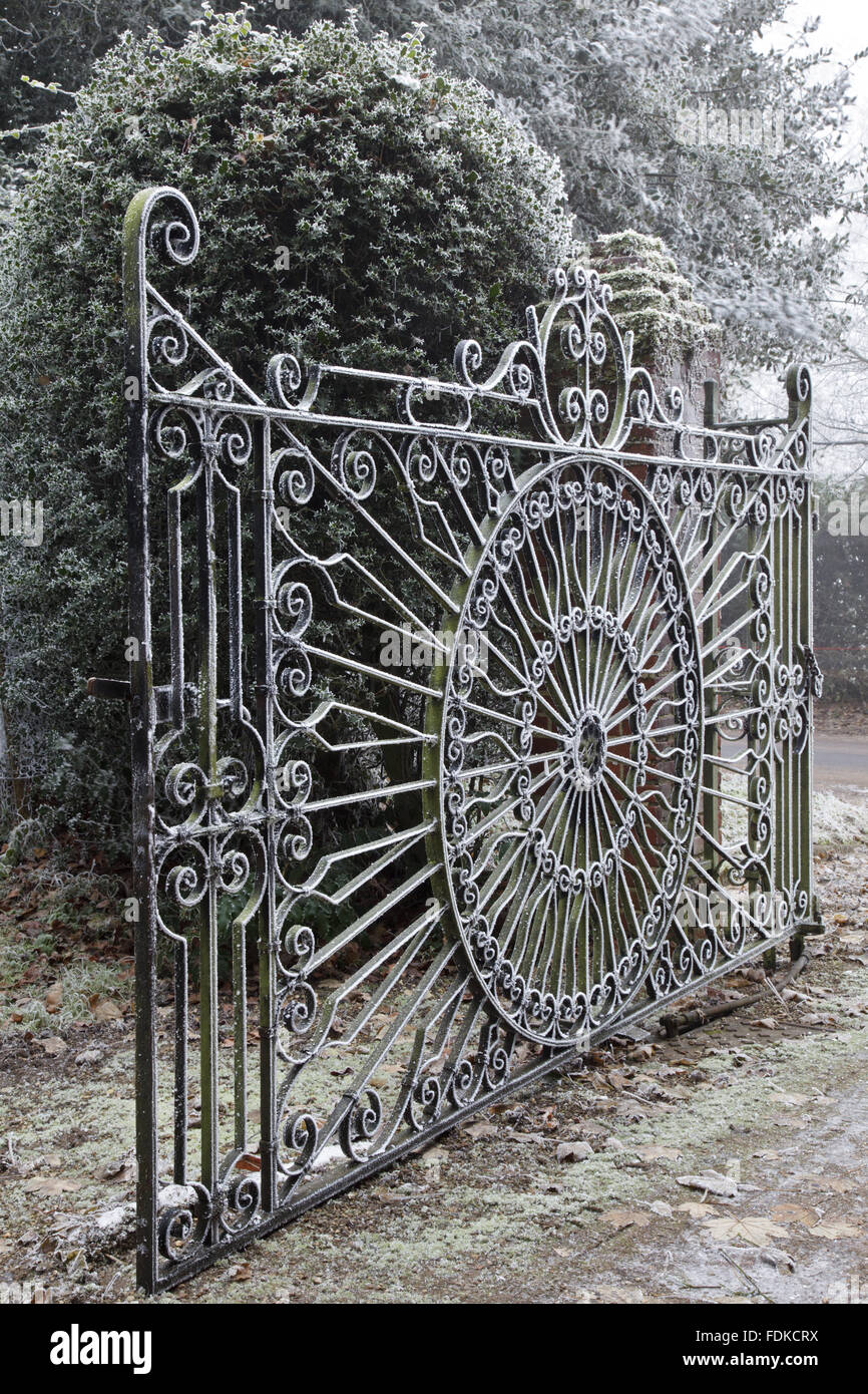 The wrought iron gate at the entrance to Nuffield Place, Oxfordshire ...