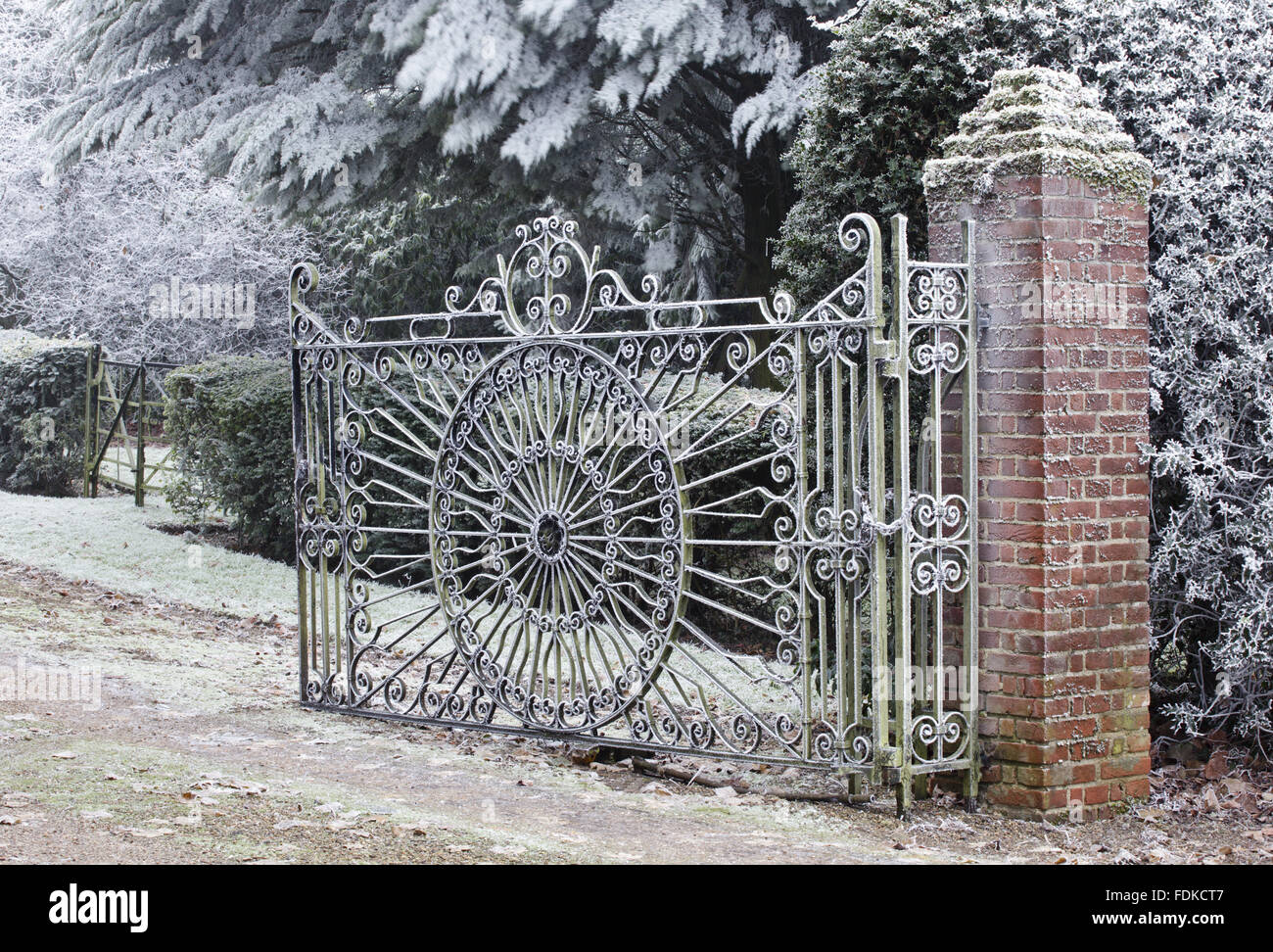 The wrought iron gate at the entrance to Nuffield Place, Oxfordshire ...