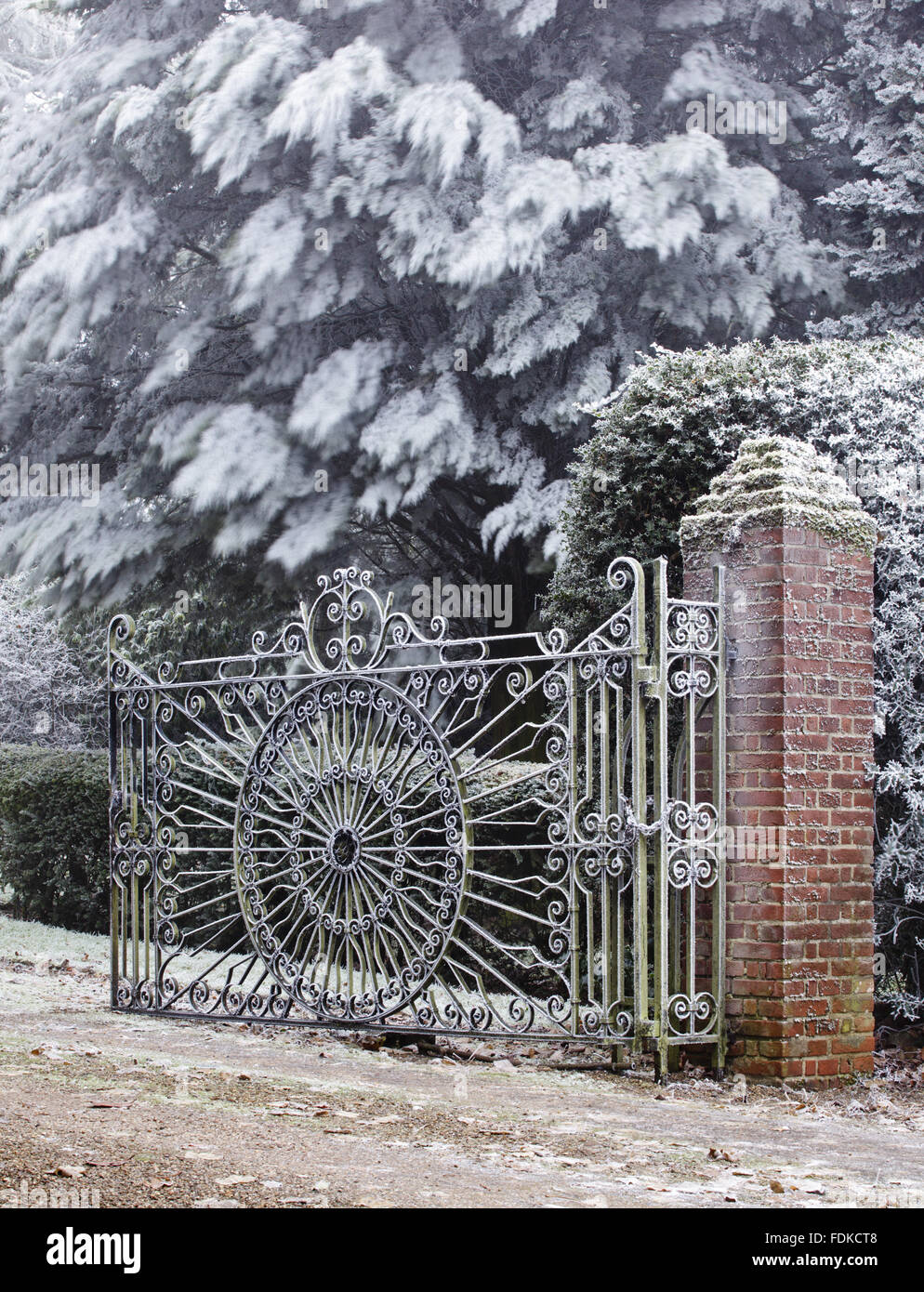 The wrought iron gate at the entrance to Nuffield Place, Oxfordshire ...