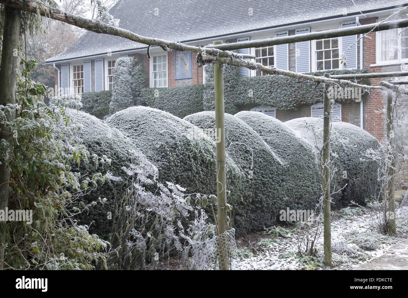 The house and garden in winter at Nuffield Place, Oxfordshire. The ...