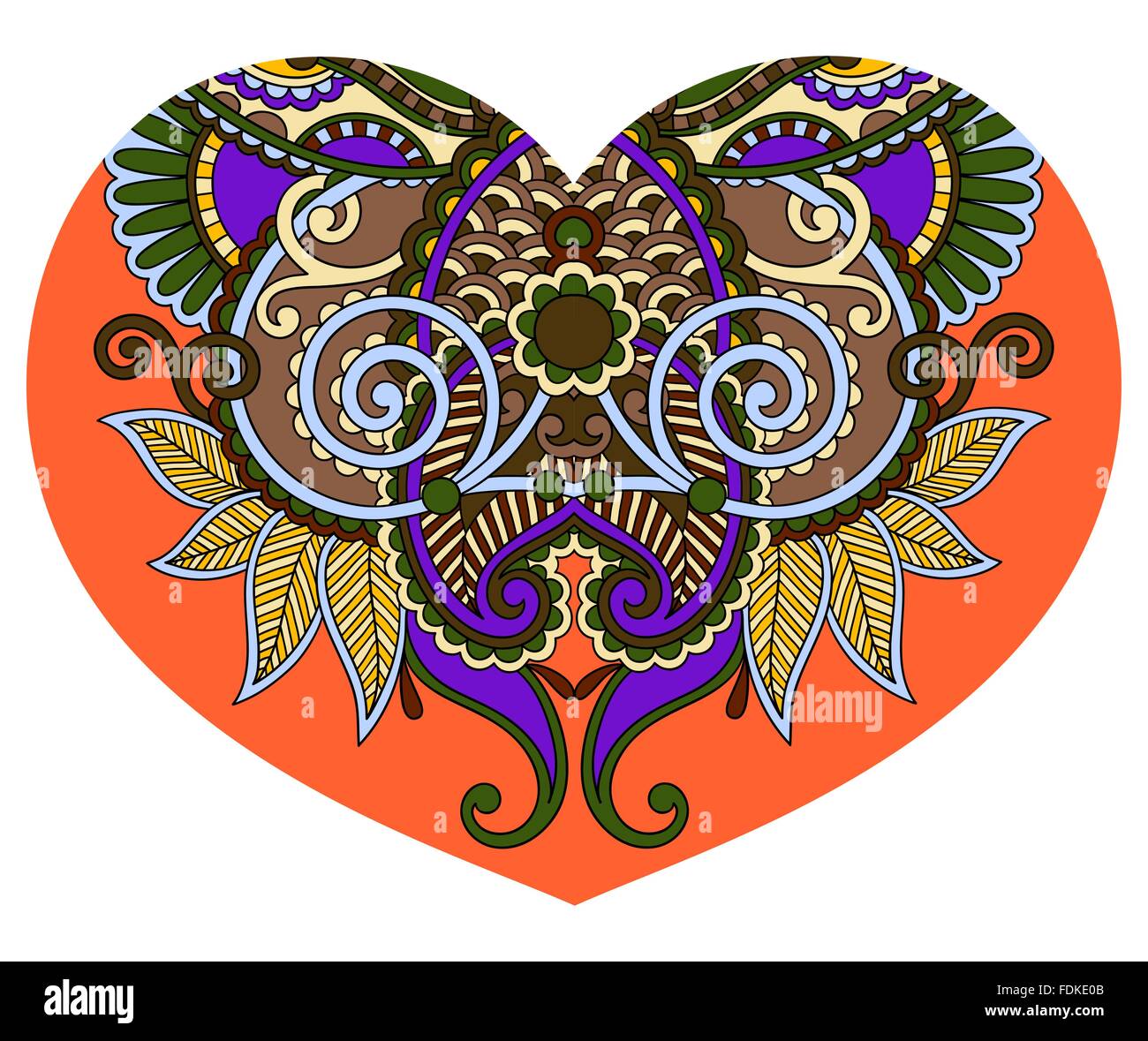 lace heart shape with ethnic floral paisley design for Valentine Stock ...